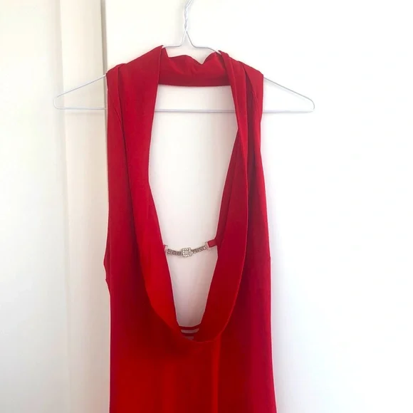 eloco | Dresses | Eloco Red Designer Halter Cross Front Back S | Poshmark